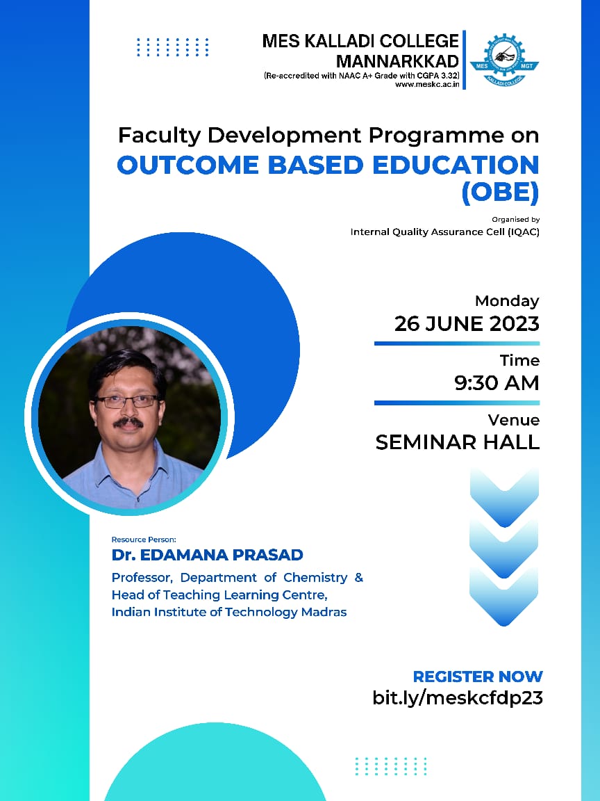 Faculty Development Programme on Outcome Based Education (OBE) | MES ...